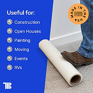 Carpet Protection Film 24" x 200' roll. Made in The USA! Easy Unwind, Clean Removal, Strong and Durable Carpet Protector. Clear, Self-Adhesive Surface Protective Film.