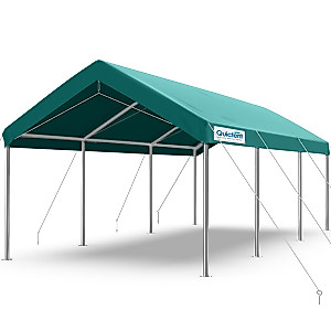 Quictent 10’x20’ Heavy Duty Carport Car Canopy Galvanized Car Boat Shelter with Reinforced Steel Cables-Green