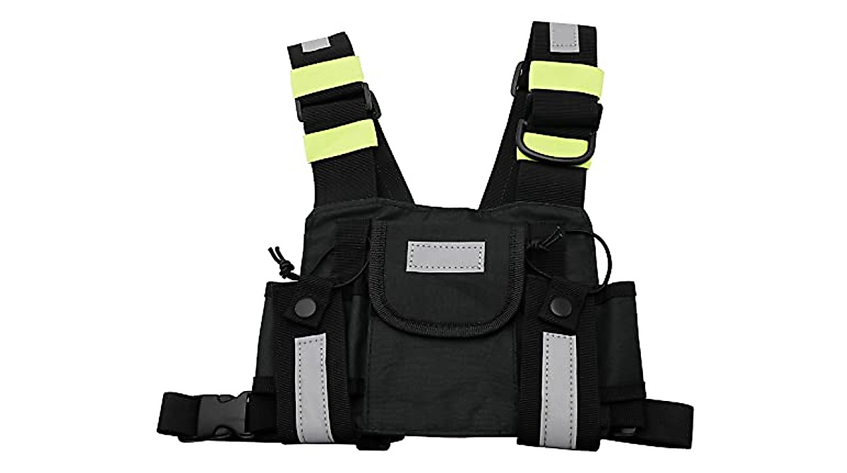 GoodQbuy Fluorescent Green Radio Chest Harness for First Responders
