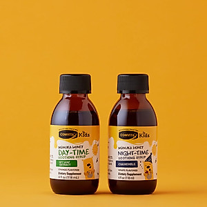 COMVITA Kids Nighttime Soothing Natural Syrup, UMF 10+ Manuka Honey, Vitamin C, D & Zinc, Chamomile Extract, Grape Flavor 4 oz