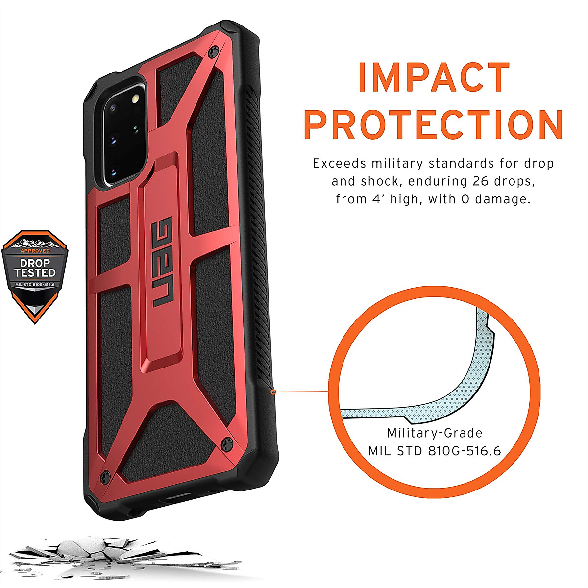 URBAN ARMOR GEAR UAG Samsung Galaxy S20 Plus Case [6.7-inch Screen] Monarch [Crimson] Rugged Shockproof Military Drop Tested Protective Cover
