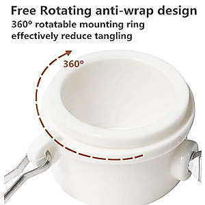 Tangle Free Flag Pole Mounting Ring Clip - Rotating Flapole Mounting Rings with Metal Clips 360 Degree Free Rotating Adjustable Fasteners 1 Pair (White 1 Inch)