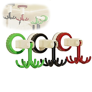 360 Degrees Rotating Folding Hook, Kitchen Hooks for Hanging Utensils, Self-Adhesive Suction Cup Hooks Rotating Kitchen Utensil Holder, Multi-Purpose Kitchen Utensil Hanger with
