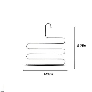 Pants Hanger Multi-Layer Non-Slip S-Shape Trousers Hangers Stainless Steel Clothes Hanger Closet Storage Organizer for Tie Scarf Jeans Pants(5-Layer,1 Pack)