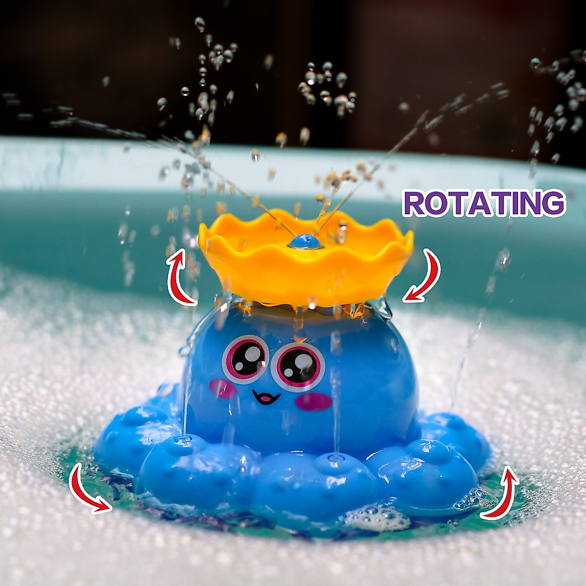 Bath Toy, Spray Water Octopus (Ramdom Colour), Can Float Rotate with Fountain, Funcorn Toys Floating Bathtub Shower Pool Bathroom Toy for Baby Toddler Infant Kid Party, Water Pump Electronic Sprayer