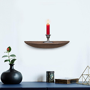 VOSAREA Half Round Floating Shelves, 27cm Wood Wall Floating Shelf Walll Mounted Shelves Photo Frame Holder for Bedroom Living Room Bathroom Kitchen Office