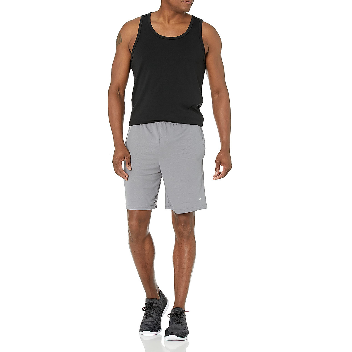 Amazon Essentials Men's Performance Tech Loose-Fit Shorts (Available in Big & Tall), Pack of 2, Grey/Navy, X-Large