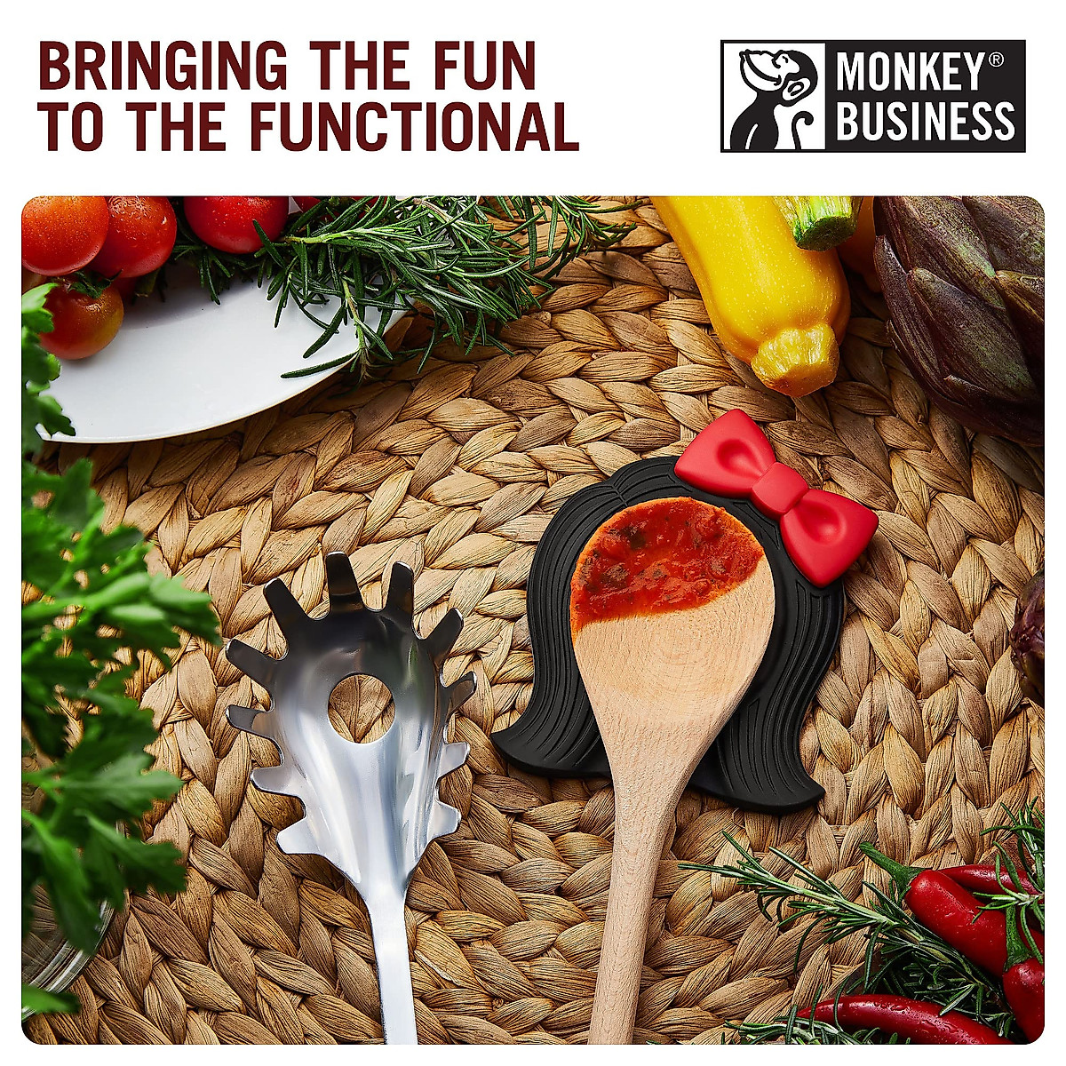 Betty's Fun Wig-Shaped Silicone Spoon Rest/Utensil Rest from a Series of Cool Kitchen Gadgets | 50s-Style Spoon Rest for Kitchen Counter | Original Kitchen Accessories by Monkey Business