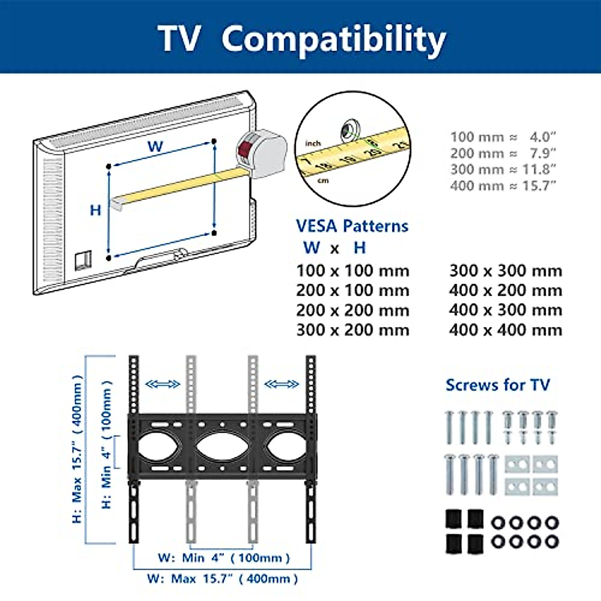 Rfiver Universal Mobile TV Cart for 23-60 inch Flat Screen TVs up to 88lbs, Portable Rolling TV Stand with Mount and Locking Wheels, Black Floor/Outdoor TV Stand with Shelf, Max VESA 400x400mm