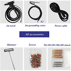 Huanyu Capacitor Discharge Stud Welder M3-M6 Stud Bolt Plate Welder Welding Machine for Welding Bolt Plate Insulation Nail Screw Low Carbon Steel/Stainless Steel/Aluminum/Brass RSR-1600 (220V 50HZ)