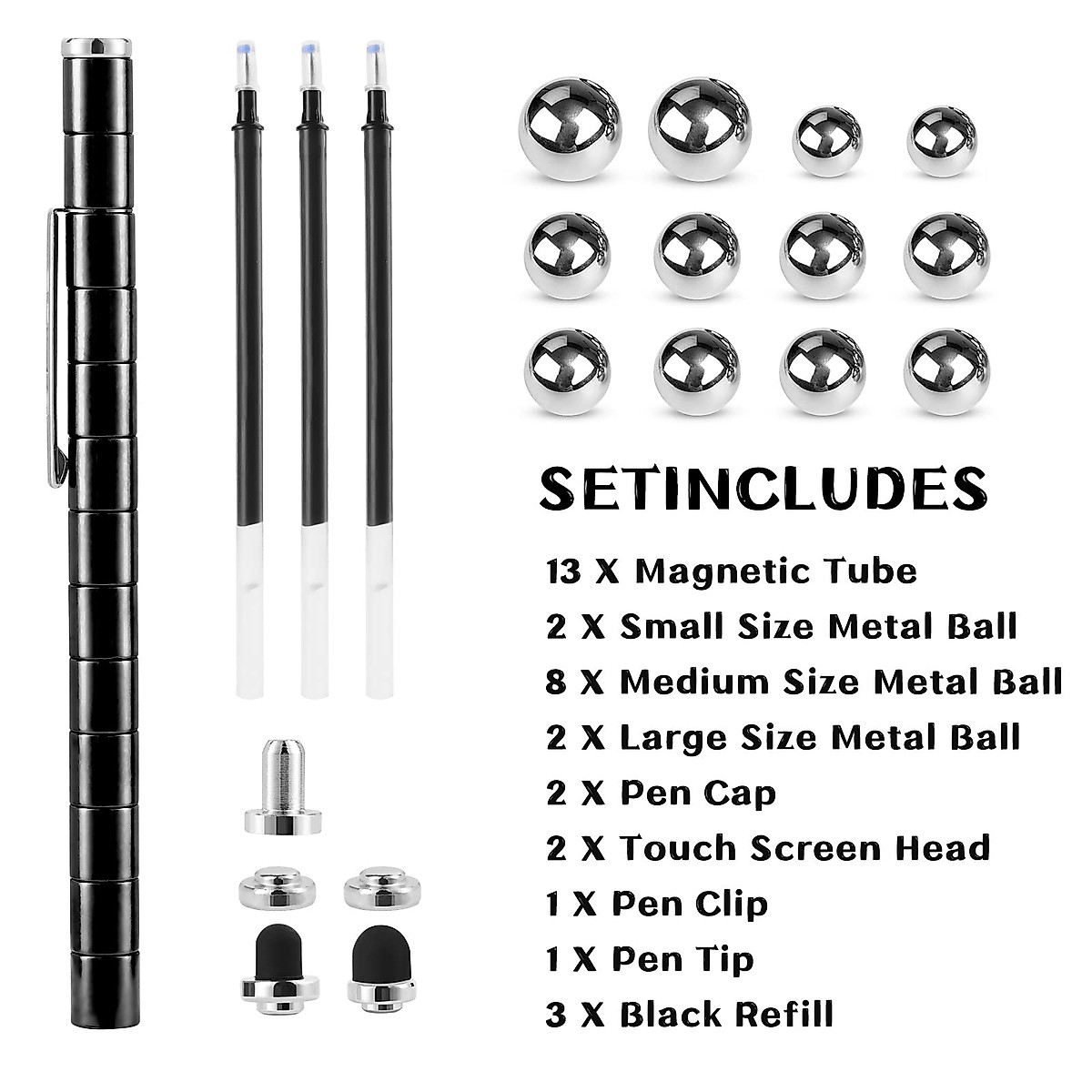 LARAH Black Fidget Pen Toy, Sensory Tool EDC Fidgeting Game for Adults, Cool Gadget Best for Stress and Anxiety Relief and Kill Time,Novelty Gifts for Teen and Adults