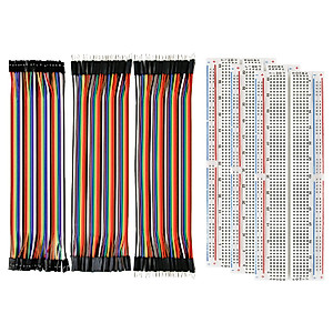 Yahboom Breadboard Dupont Wire Multicolored Jumper Wires 40pin M-F, 40pin M-M, 40pin F-F, 3PCS 830 Point Solderless Prototype PCB Board for Arduino Raspberry Pi Electronic Project