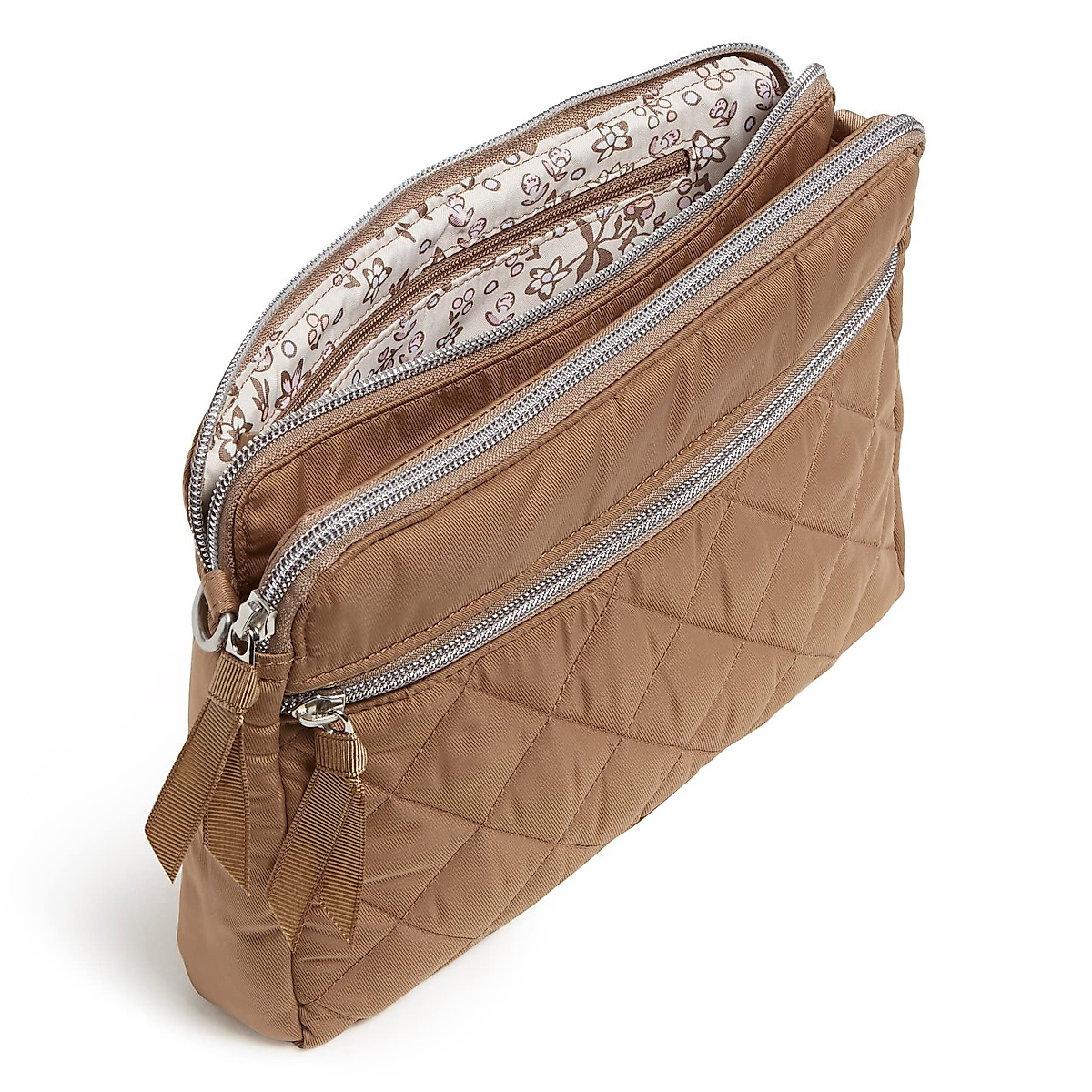 Vera Bradley Women's Performance Twill Triple Compartment Crossbody Purse, Meadowlark Tan, One Size