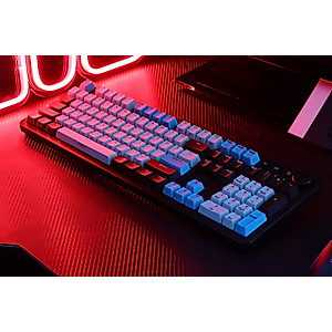 i-rocks K73M Mechanical Gaming Keyboard with Media Control Knob, 107 Keys, PBT Keycaps, Multimedia Hotkeys, Detachable USB-C Cable (Cherry MX Brown Switches, Cyberpunk Blue)