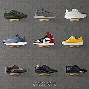 Wall Shoe Shelf - Pine Wood Shoe Display Shelf- Traditional Creations Set of 6 Wall Mount, and Adhesive Tape Installation, Floating Shoe Display Stand for Sneakersshelf