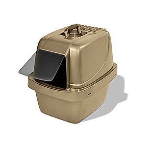 Van Ness Pets Odor Control Large Enclosed Sifting Cat Pan with Odor Door, Hooded, Beige, CP66