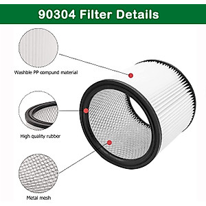 Replacement Filter Compatible with Shop Vac 90304 90333 90350 90107 and 90585 Foam Sleeve, Vf2002 Wet/Dry Vacuum Filters with Retaining Band, Fits Most Wet/Dry Vacuum Cleaners 5 Gallon and Above, 9PCS