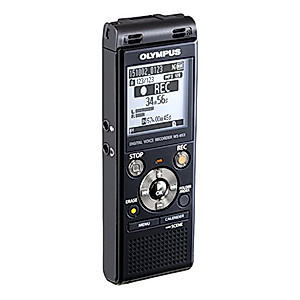 Olympus WS-853 black voice recorder with true stereo mic, 8GB, 110 hours battery life, voice balance, direct USB connection, with MP3 file format.