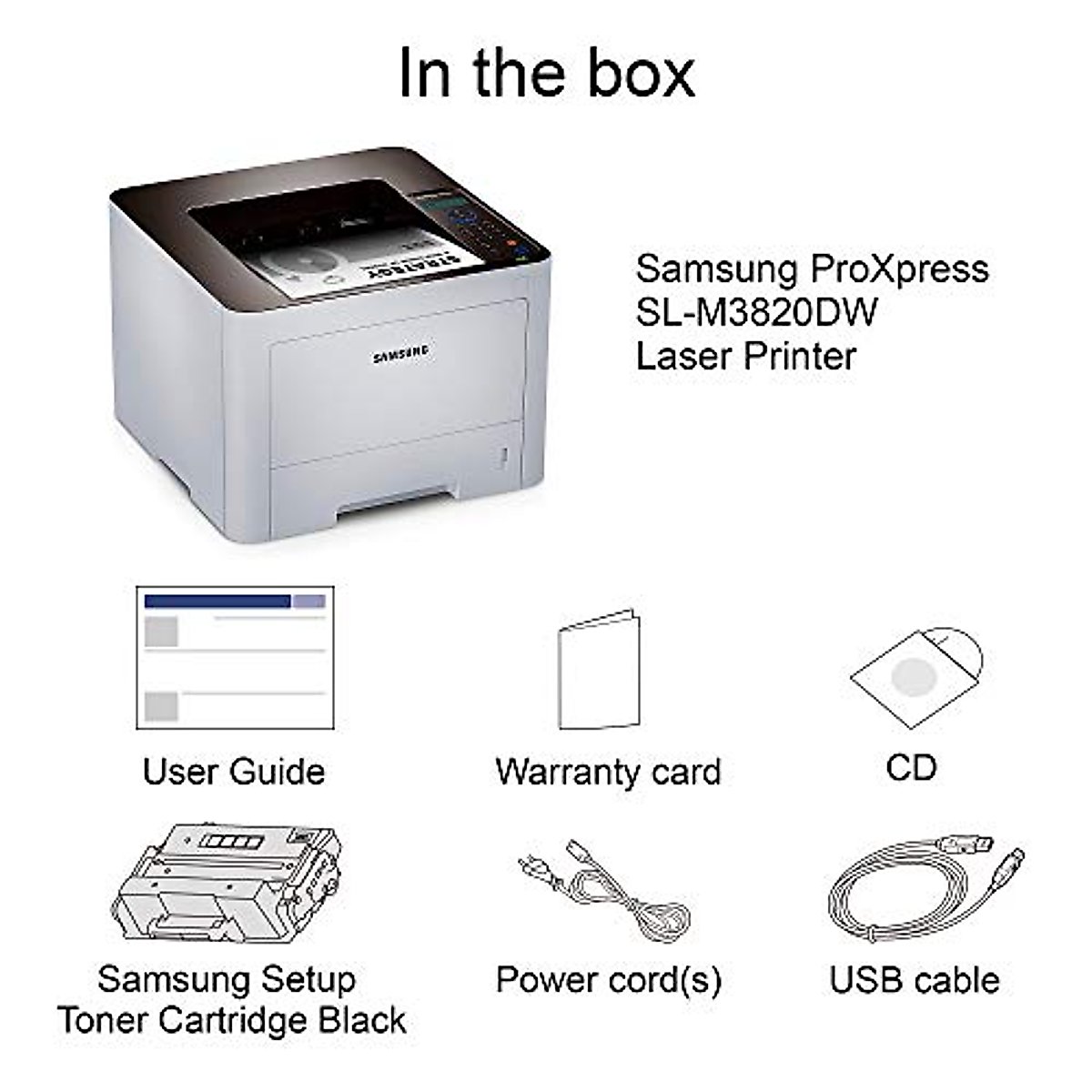 HP Samsung ProXpress M3820DW Wireless Monochrome Laser Printer with Mobile Connectivity, Duplex Printing, Print Security & Management Tools (SS372C)