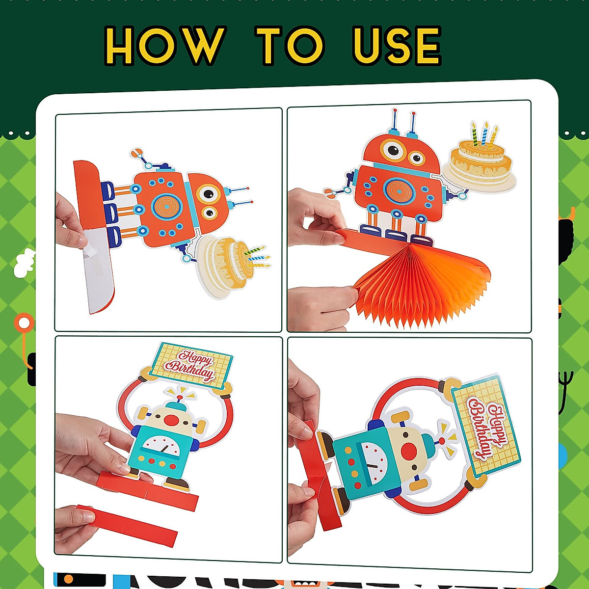 12 Pieces Robot Birthday Party Supplies Robot Party Honeycomb Centerpieces Robot Party Decorations Robot Party Table Topper for Baby Shower Decorations for Kids Birthday Party Supplies