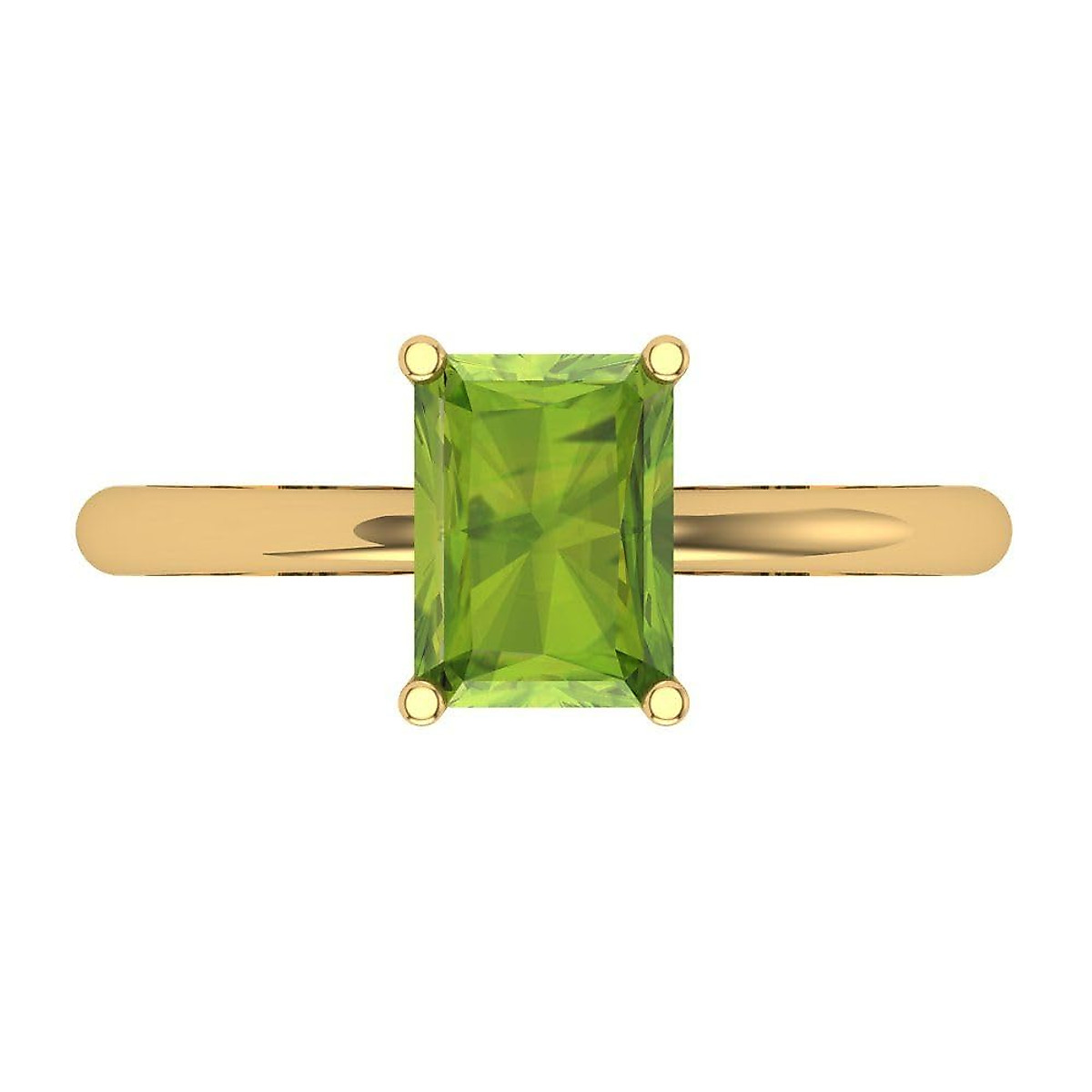 Clara Pucci 1.75ct Radiant Cut Solitaire Genuine Natural Green Peridot Engagement Bridal Promise Anniversary Ring 14k Yellow Gold