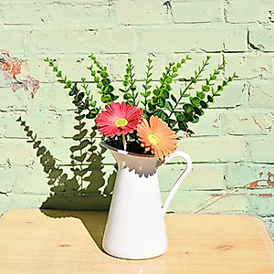 Mandy's 12pcs Green Artificial Eucalyptus Leaves with Individual Stem for Flower Bouquet Centerpiece Home Wedding Decorations