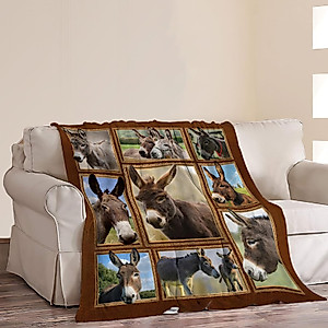 Donkey Blanket Soft Cozy Cute Donkey Flannel Fleece Throw Blanket Farm Animal Donkey Bedding Stuff Decor Warm Lightweight Plush Blanket Gifts for Lover Girls Boys Women Adults 50"x60"