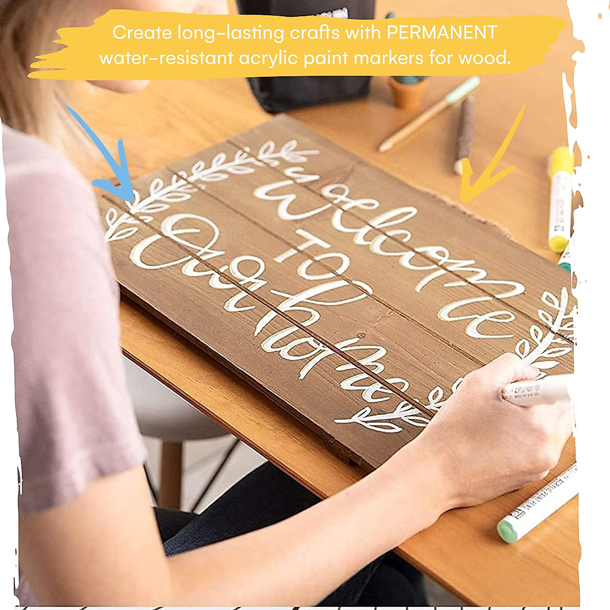 PENGUIN ART SUPPLIES 28 Dual Tip Acrylic Paint Pens: Craft Paint Markers for Painting Wood, Glass, and Halloween Decoration - Non Toxic Reversible Pen with 5mm + 3mm Fine Tip and Zipper Pouch