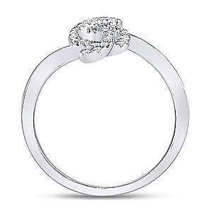 The Diamond Deal 10kt White Gold Womens Round Diamond Treble Clef Music Note Fashion Ring 1/6 Cttw