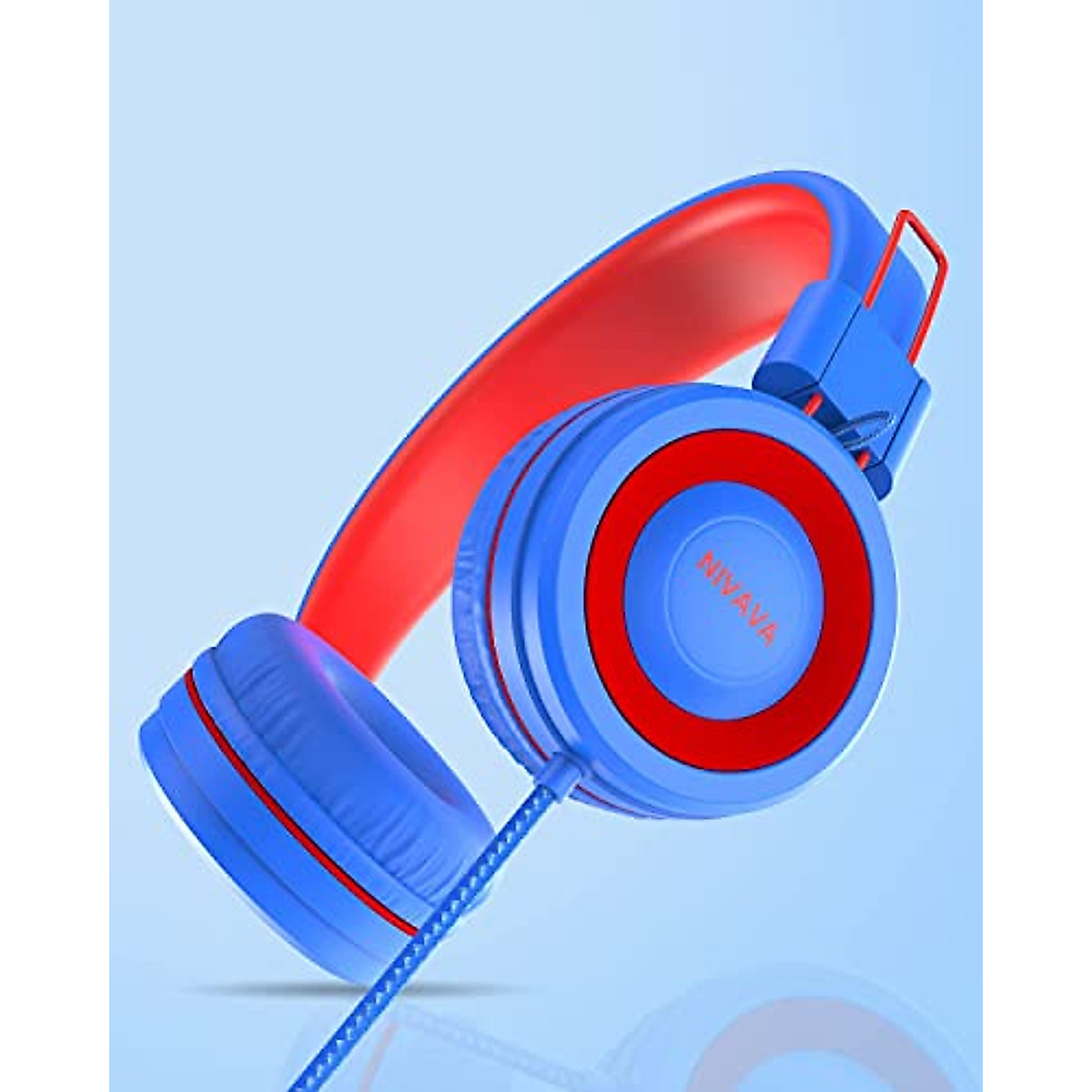 NIVAVA Kids Headphones, K8 Wired Headphones for Kids with Adjustable Headband, 3.5 MM Jack for School, Foldable On-Ear Headset for Amazon Kindle, Fire Boys Girls Children, Tablet Cellphones Airplane