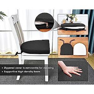 Nuowa Chair Cushions U-Shaped Chair Cushions with Ties 17 x 16 Inches Non Slip Dining Chair Pads and Seat Cushion Set Black