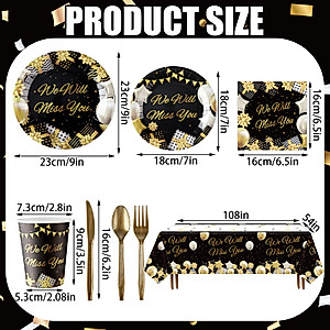 Pickmesh 175 Pcs We Will Miss You Theme Party Decorations Tableware Banner and Accessories Serving 24 Guests for Farewell Anniversary Retirement Graduation Party Supplies