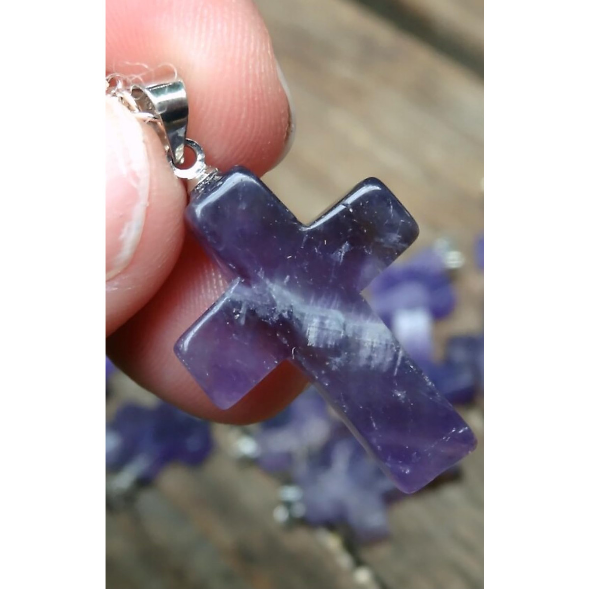 DHYANARSH Amethyst Cross Pendant for Healing and Worship - Balancing Chakras, Spiritual Tranquility