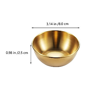 BESTonZON Sauce Dish 8pcs Golden Dipping Bowls, Stainless Steel Dip Soy Sauce Dishes & Bowl, Multipurpose Side Dish for Sauce, Condiments, Sushi, BBQ - Chip and Dip Serving Bowl Set