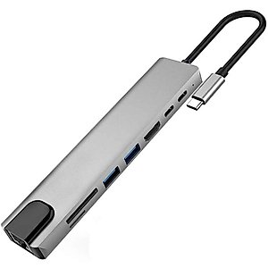 USB C Hub, 8-in-1 Type-C HUB Multiple Adapter USB C to 4K HDMI USB 3.0 Ports Power Delivery w/ 87W USB-C PD, 2 USB 3.0, SD/TF Card Reader for MacBook, Laptop
