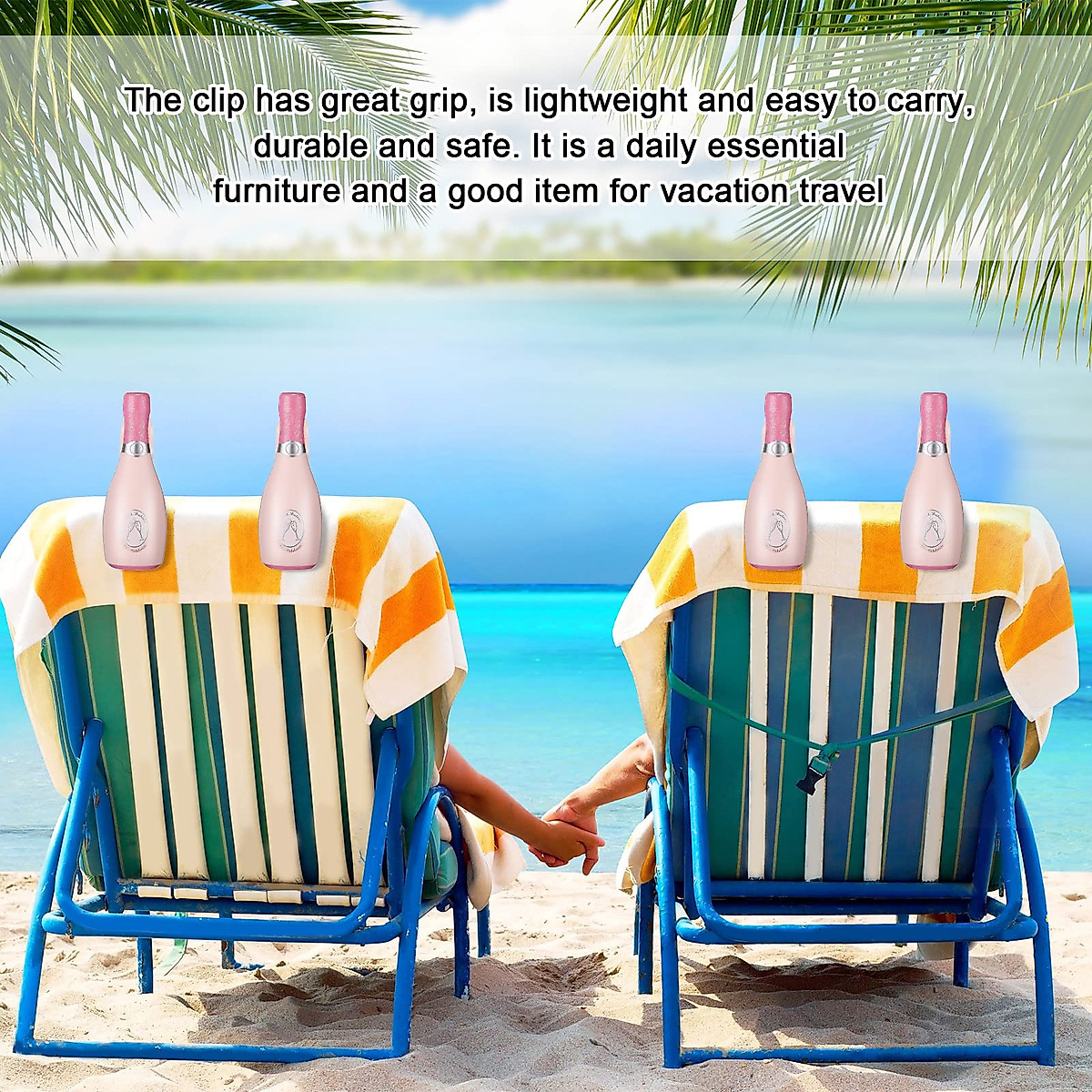 4 Packs Beach Towel Clips for Chairs Colorful Champagne and Margarita Glass Clips Holder Clothes Pegs for Summer Patio and Pool Cruise Lounger Accessories (Champagne)