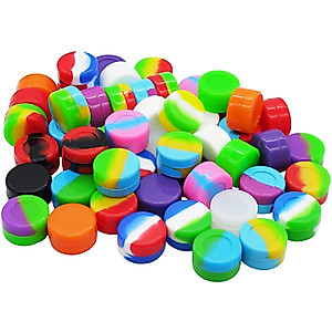 vitakiwi 5ml 7ml Wax Round Silicone Concentrate Containers Multi Use Oil Jars with Carving Tool (20)