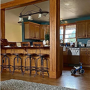 LOKKHAN Industrial Bar Stool-Adjustable Swivel Round Wood Metal Kitchen Stool-26-32.3 Inch Rustic Farmhouse-Counter Height Extra Tall Bar Height Stool,Arc-Shaped Backrest,Welded,Set of 2