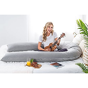 Meiz Pregnancy Pillow, Cooling Silky Pregnancy Pillows for Sleeping, 65" Full Body Maternity Pillow for Tall Pregnant Woman with Cooling Silk Jersey Cover, Grey