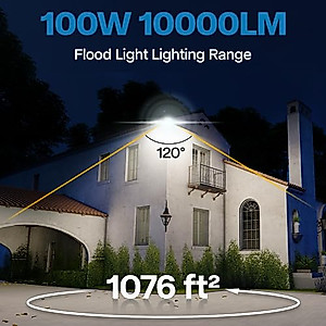 Leddictive 2 Pack LED Flood Lights Outdoor, 100W 10000LM Super Bright Floodlight Outside Work Light with 5.9FT Plug, IP65 Waterproof 6000K Outdoor LED Flood Light for Garage, Yard, Lawn, Garden