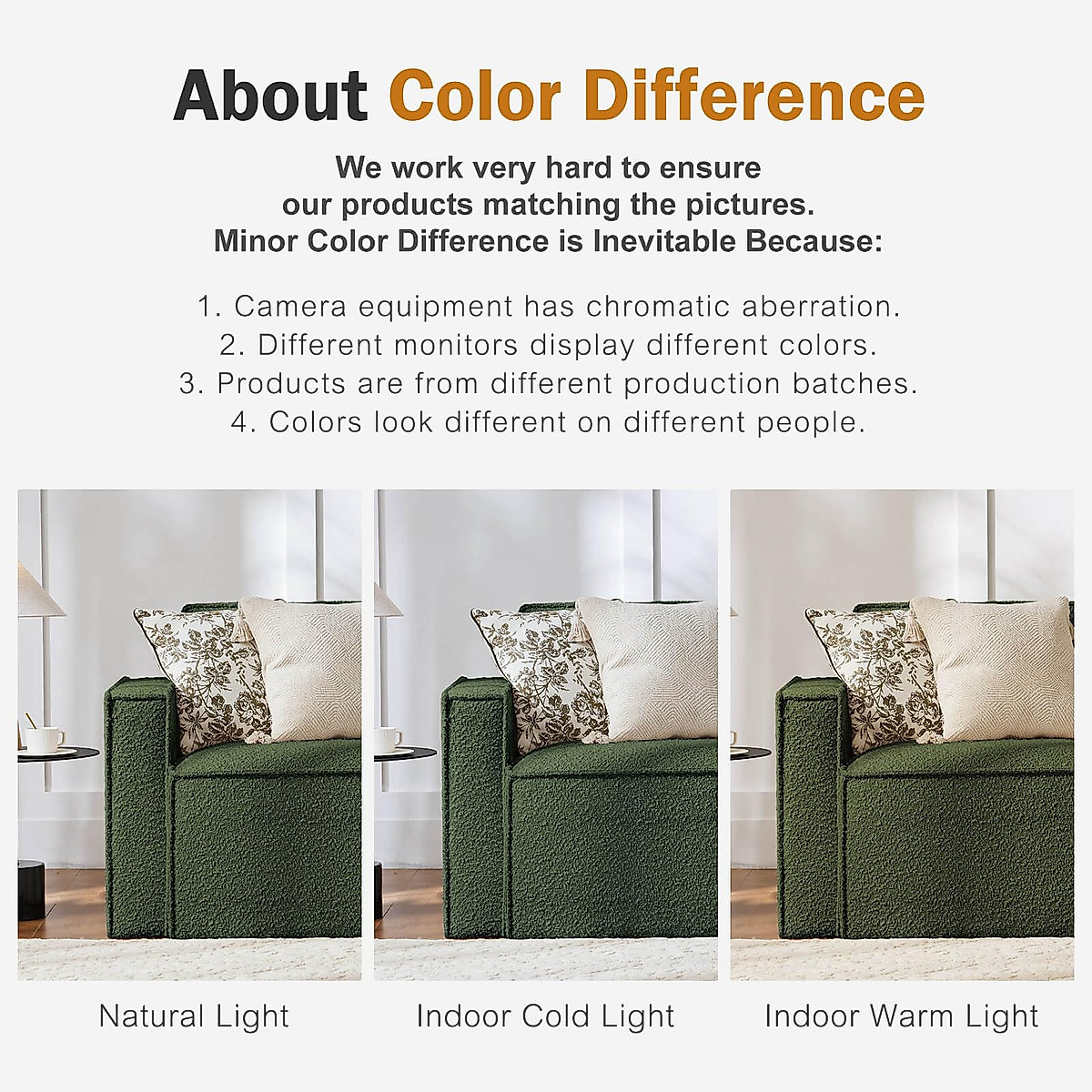 ABCASA 120" Modular Sectional Couches for Living Room, Modern 6 Seater U Shaped Sofa Couch - Boucle Green