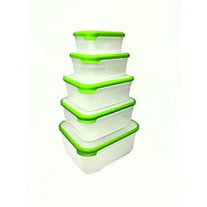 HELSIM Green 10-Piece Containers Set with Lids for Storage, Lunch, and Meal Prep, Dishwasher & Microwave Safe