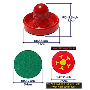 Joovon Air Hockey Pushers and Air Hockey Pucks, Non-Slip Strikers and Dynamic Pucks for Air Hockey Table Game for Adults,Replacement for 7ft and 8ft Fullsize Tables (Red and Blue with 2.95" Pucks)
