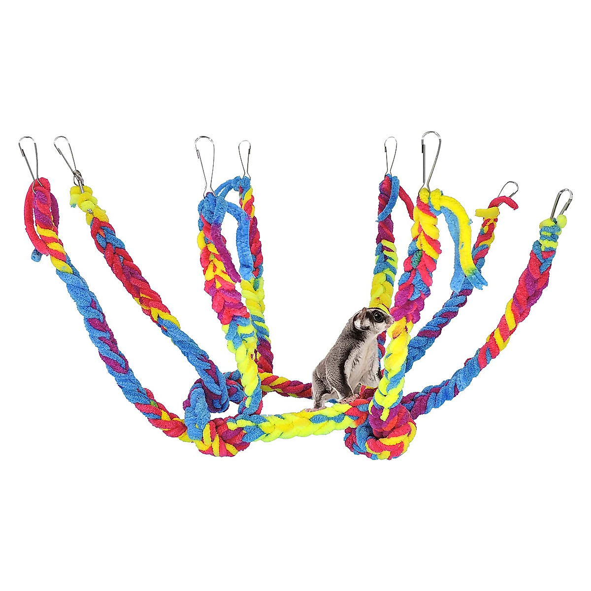 WishLotus Sugar Glider Toys, 3Pcs Multicolored Braided Ropes Small Animal Toys Colorful Climbing Rope for Parrot, Sugar Gliders, Hamster, Guinea Pig, Squirrel, Ferret, Squirrel (3pcs)