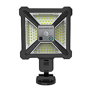 Solar Outdoor Lights, Ultra-Bright with Remote Control, Motion Sensor Solar Powered Lights IP65 Waterproof, 88 LED/3 Modes, Wall Security Lights for Home Fence Yard Garden Patio Door (88LED)