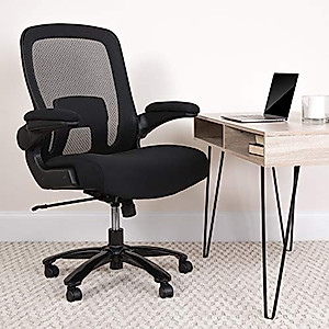 Flash Furniture Big & Tall Office Chair | Black Mesh Executive Swivel Office Chair with Lumbar and Back Support and Wheels