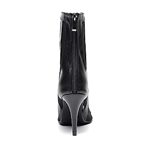 Goettin open toe dance boots sexy black microfiber net 8.5cm high heel dance shoes women (7.5)