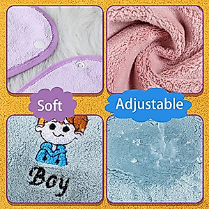 5 Pieces Baby Bibs Unisex Toddler Bibs for Feeding Soft Adjustable Oral Fleece Bibs Water Absorbent Thick Towel Bibs Drool Bibs with Snap for Girls Boys Eating Teething, Pink Gray Yellow Blue Purple