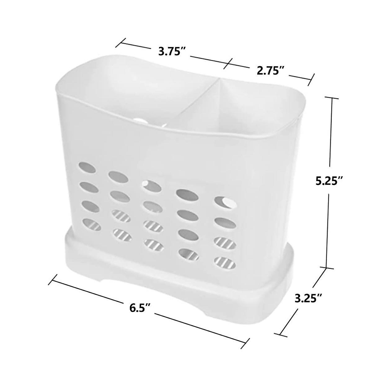 KOREAC_ Kitchen Storage Chopsticks Holder Basket for Dishwashers L6.3” X H5.3” X W3” Plastic Drain Rack/Capacity 2 Divided Compartments