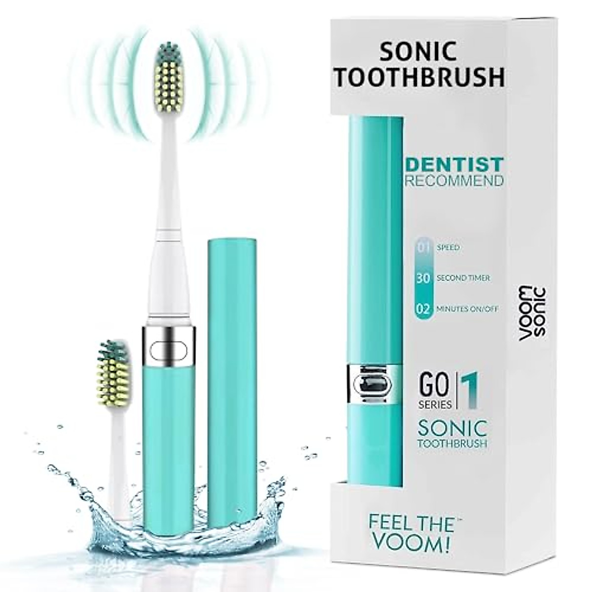 Voom Sonic Go 1 Series Travel Electric Toothbrush | Travel Toothbrushes - Battery Operated Toothbrush for Adults & Kids, Dentist Recommended Toothbrush, Portable w/ 2 Minute Timer